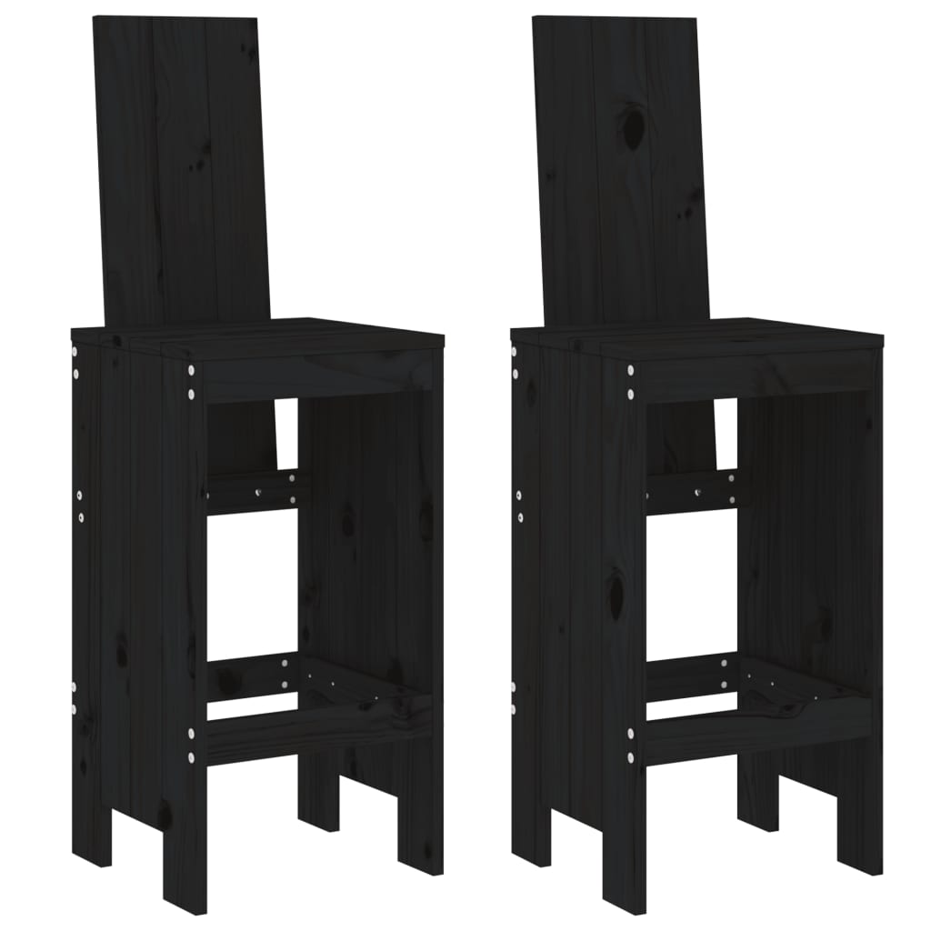 Tabourets de bar 2 pcs noir 40x42x120 cm bois massif de pin | Leroy Merlin