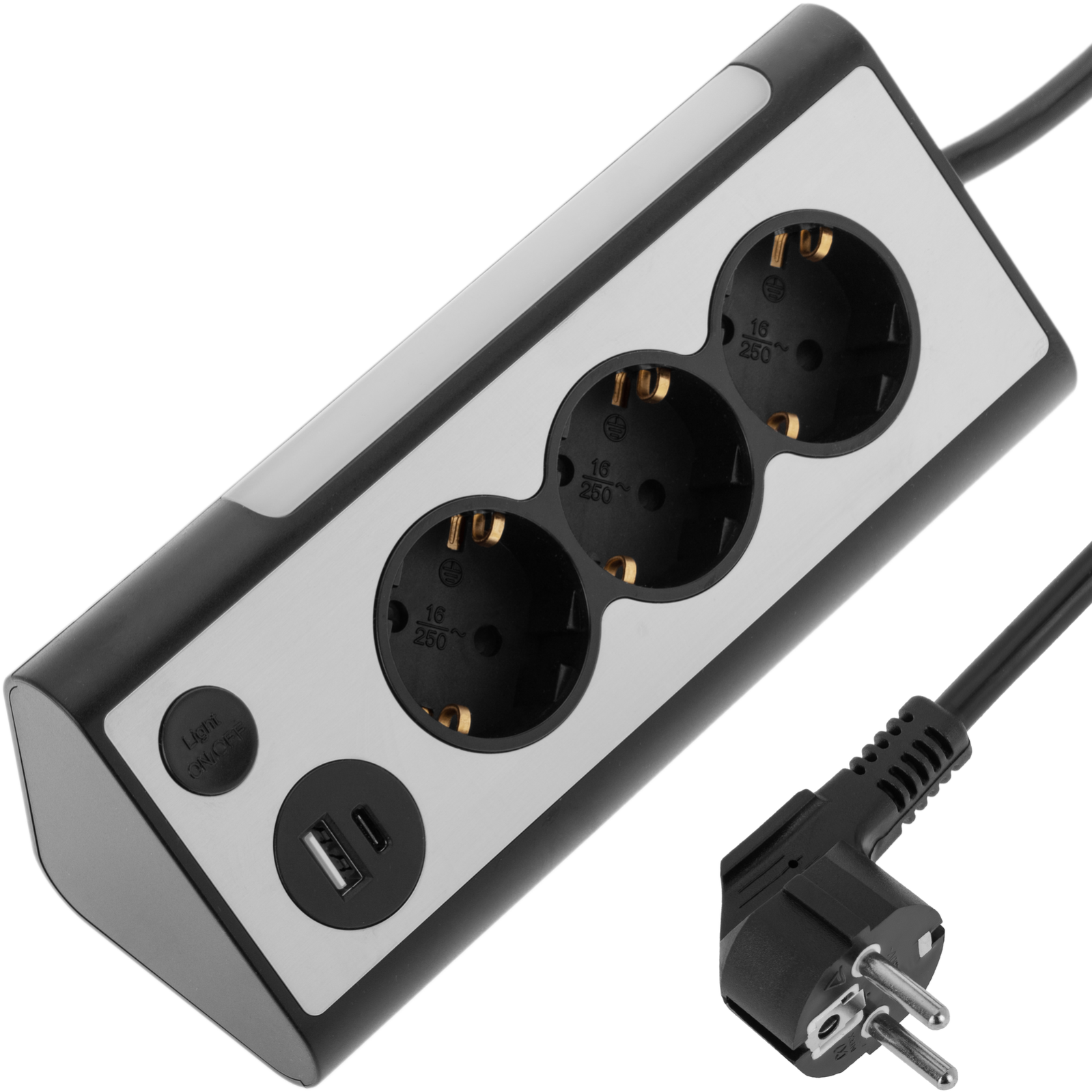 Bloc multiprises de table avec 3 prises Schuko avec 1 port USB et 1 ...