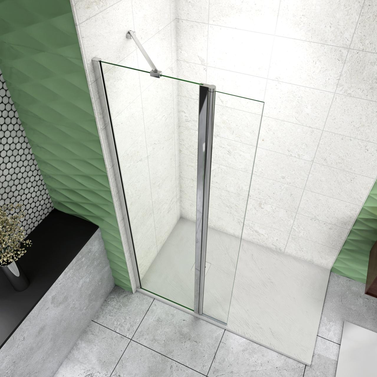 Doccia Walk in 50cm Con Paretina Mobile 40cm Vetro Trasparente 8mm Con ...