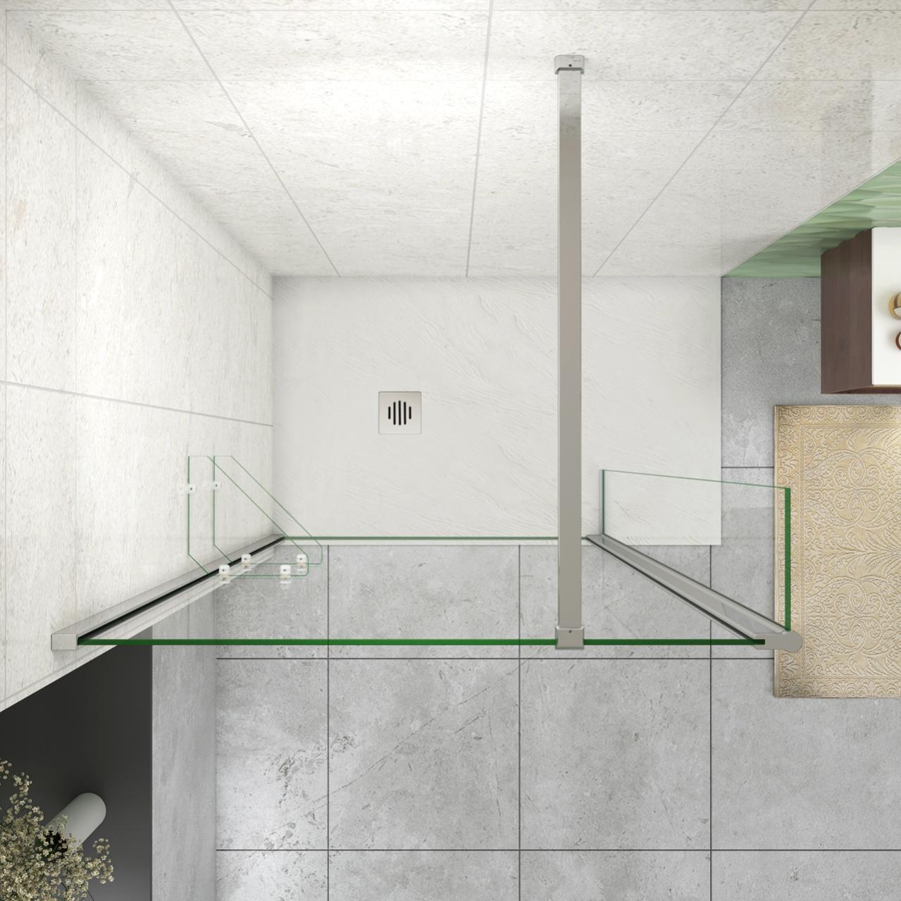 110x200cm Doccia Walk In Parete Fissa 80cm + Paretina Mobile 30cm Vetro ...