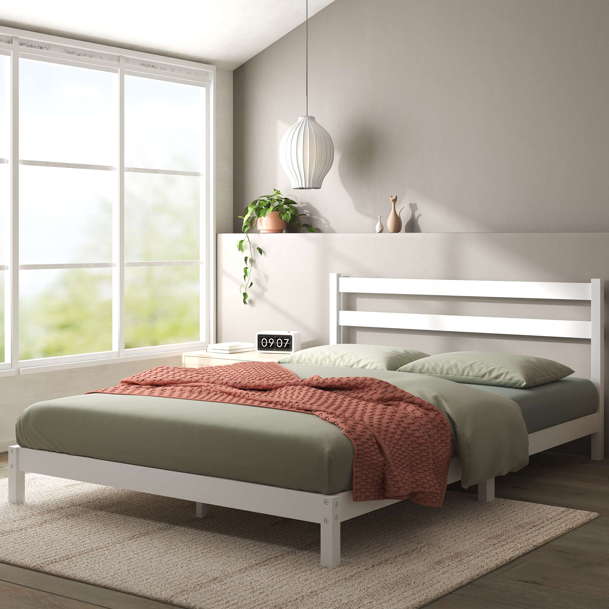 Lit 140x190 cm en bambou et bois - Lit double - Zinus Robin | Leroy Merlin