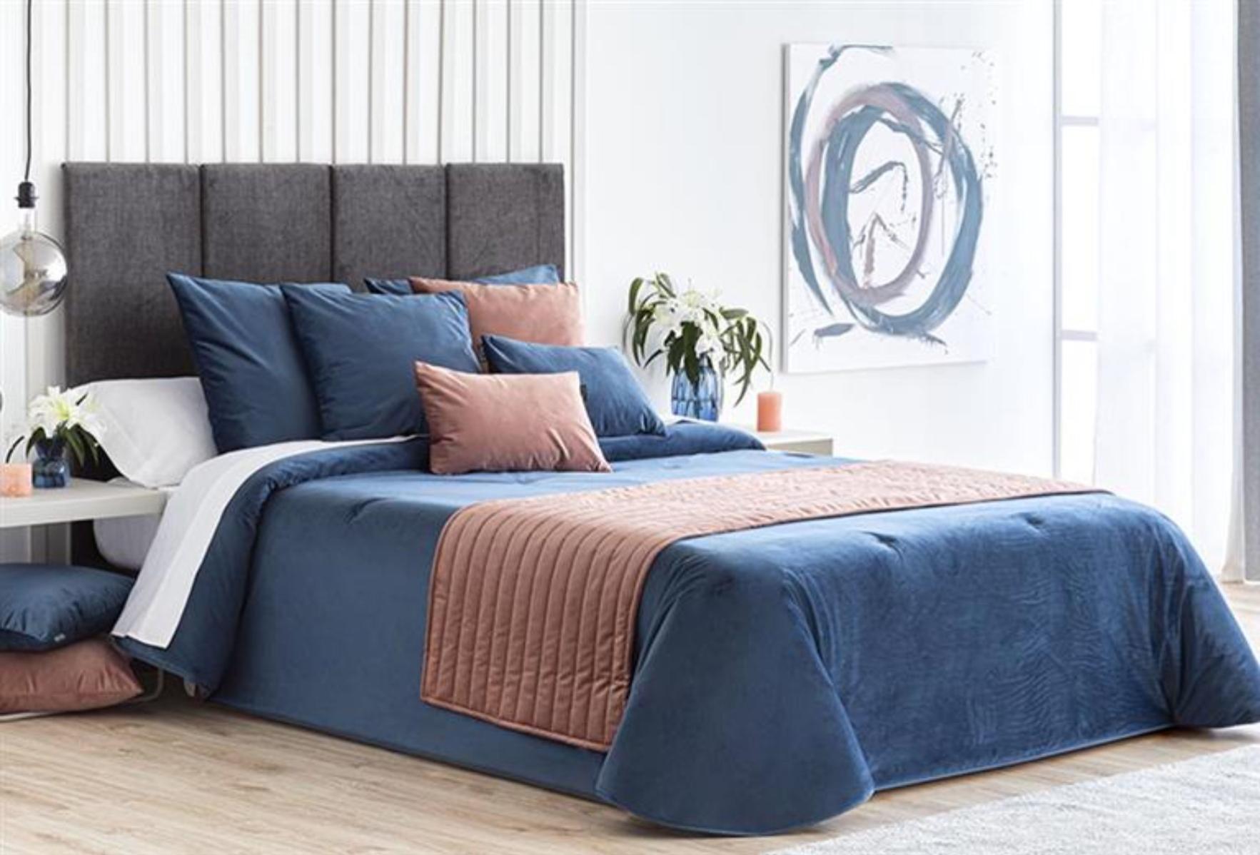 Edredon Conforter Velvet Liso Aterciopelado Azul para Cama de 105 cm ...
