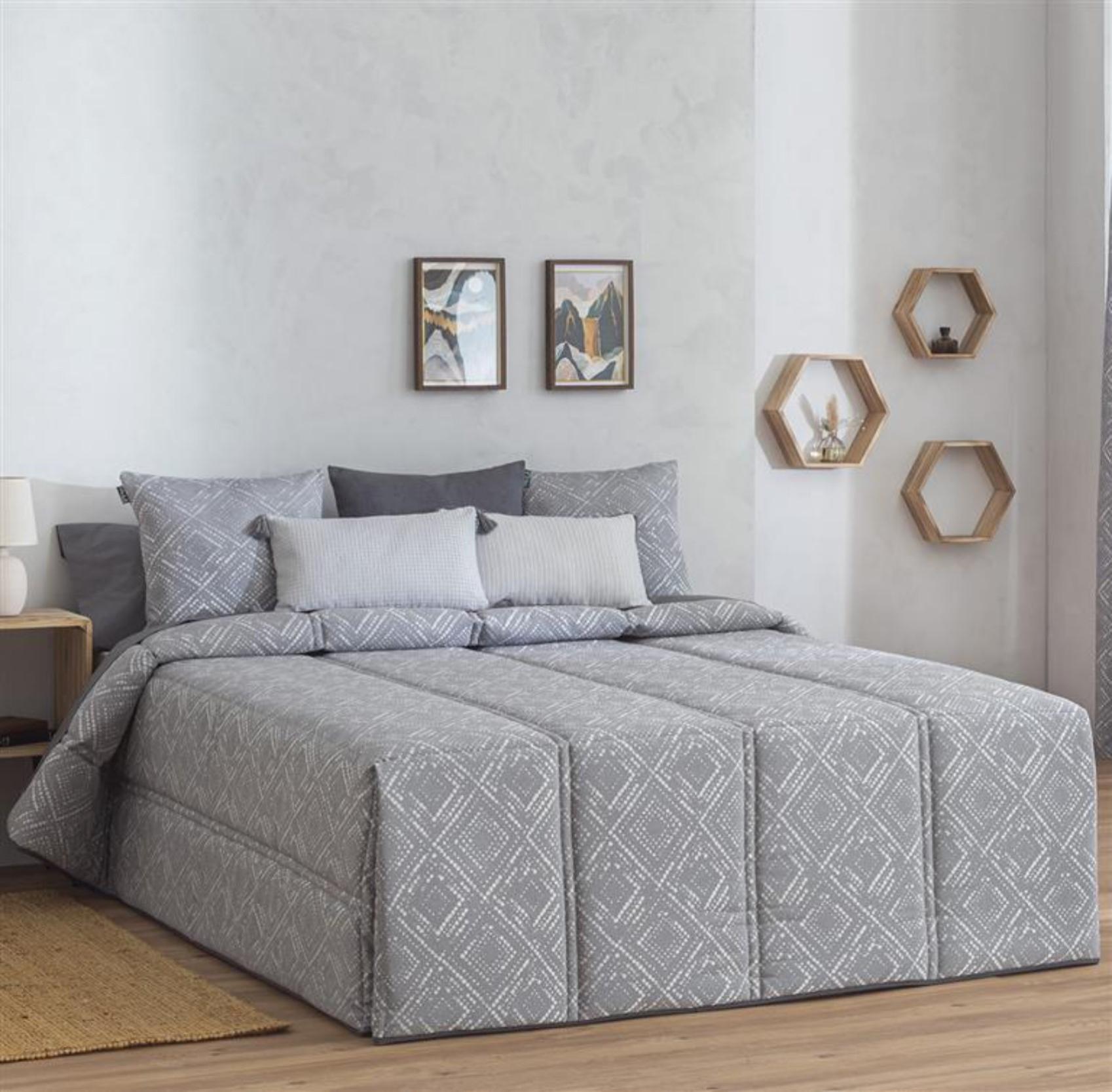 Edredon Conforter Jacquard Somo Gris para Cama de 90 cm | Leroy Merlin