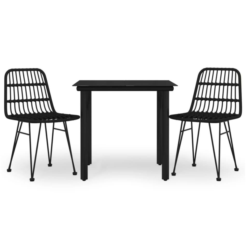 Set da pranzo da giardino 3 pz. In resina nera intrecciata | Leroy Merlin