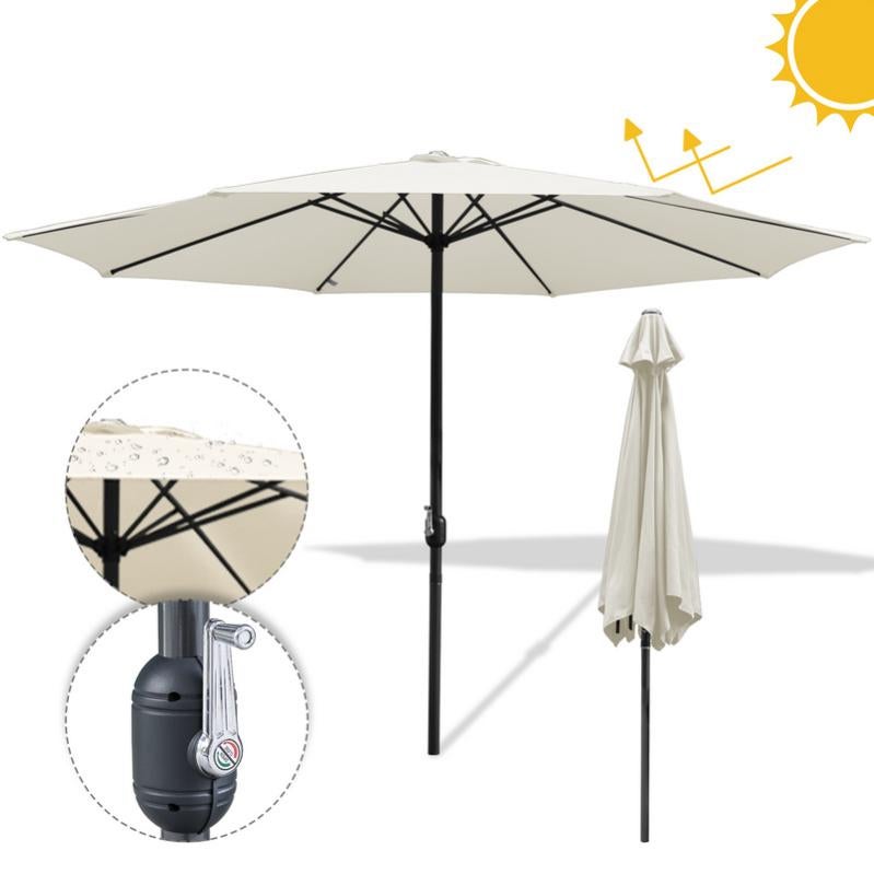Parasol Ø350CM - Hauteur et Angle Réglables - Système de Manivelle ...