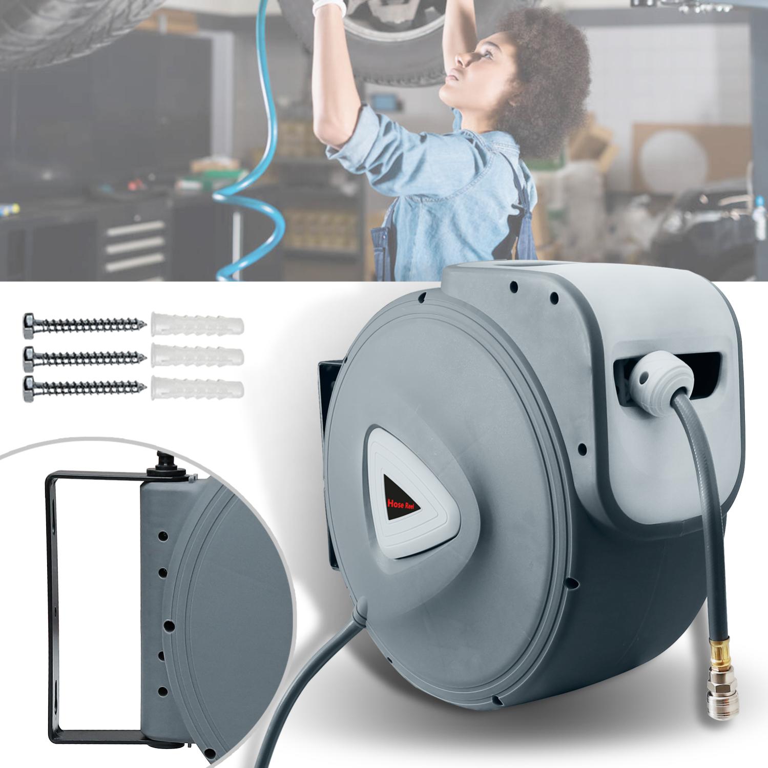 Avvolgitubo automatico da muro Attacco rapido Avvolgitubo da 1/4" con tubo da giardino. Attacco ...