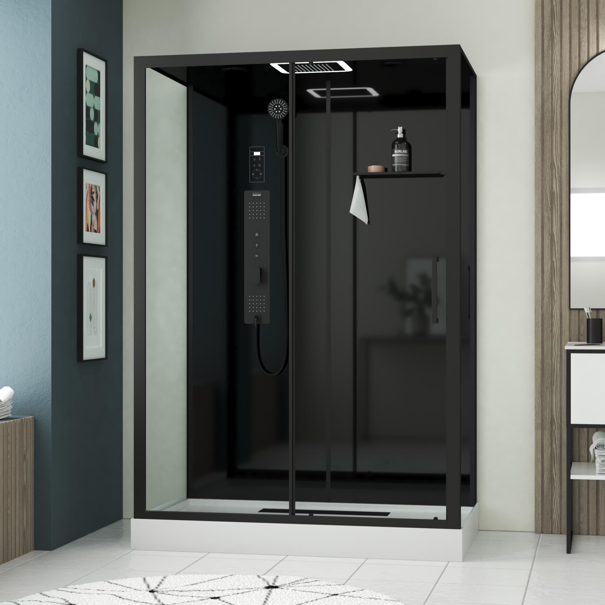 Cabine de douche Hydromassante 140x85x218 cm - Porte coulissante ...