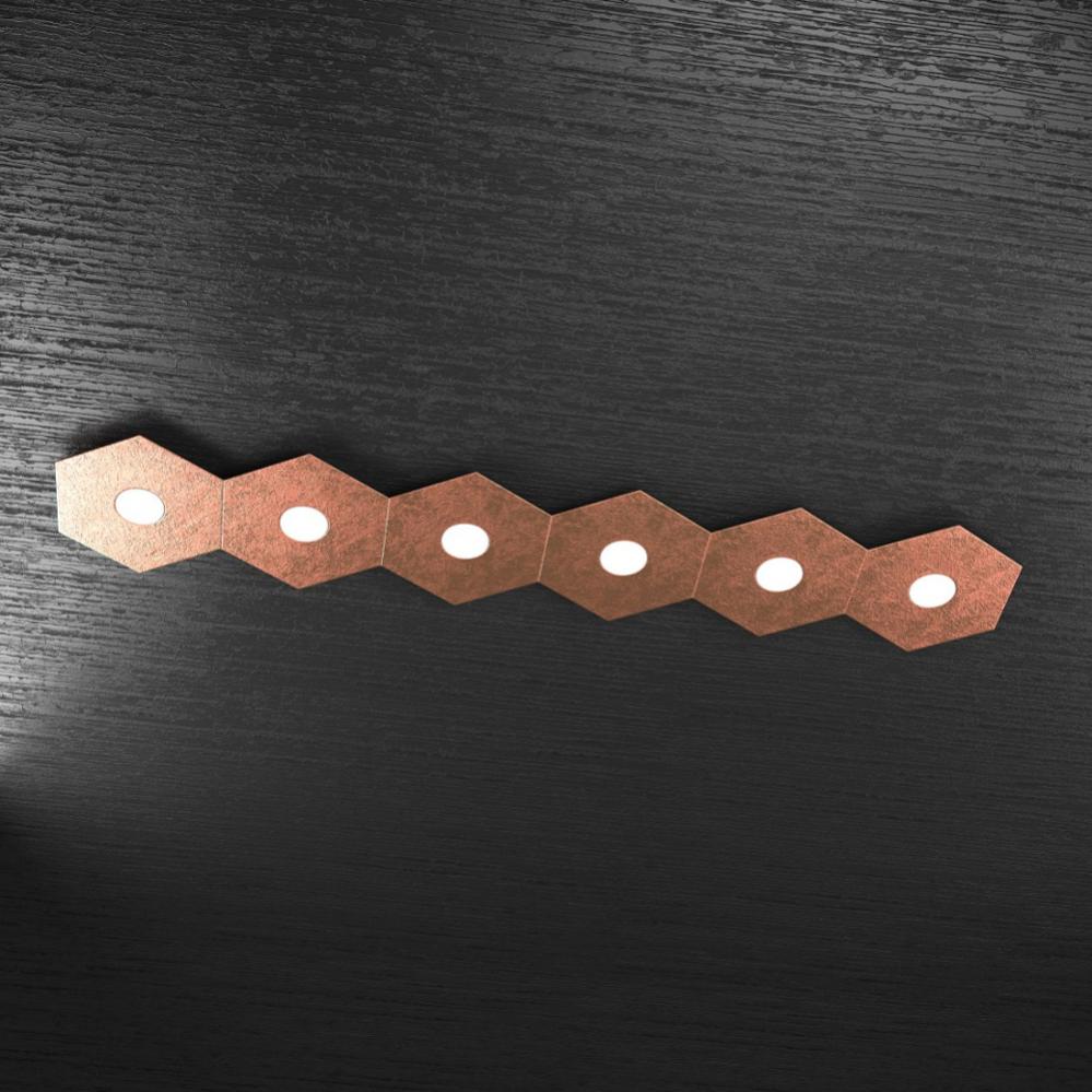 Plafoniera Moderna Hexagon Metallo Foglia Rame 6 Luci Led 12X6W | Leroy ...