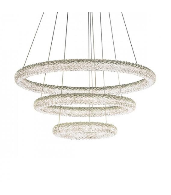 Suspension LED intégré Neve Verre Acier,Cristal Plaque d'effet chromé ...