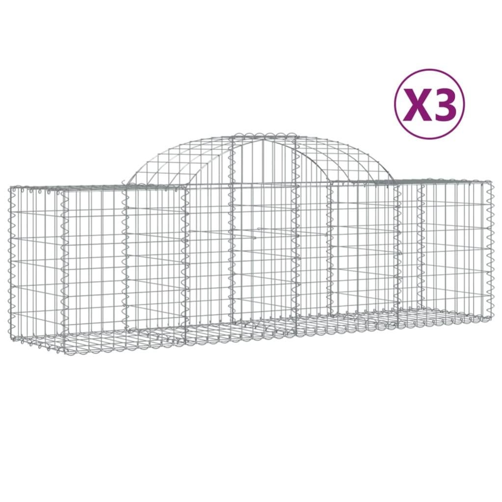 Paniers à gabions arqués 3 pcs 200x50x60/80 cm Fer galvanisé | Leroy Merlin