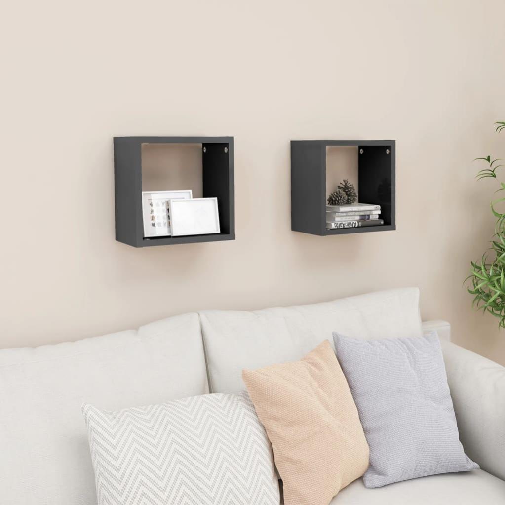 Mensole cubo da muro 2 pz Grigio lucido 26x15x26 cm | Leroy Merlin