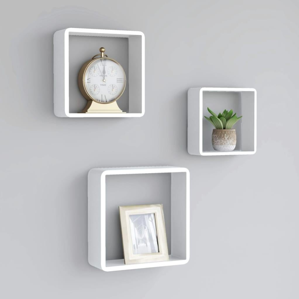 Mensole da muro a forma di cubo, 3 pezzi, MDF bianco | Leroy Merlin