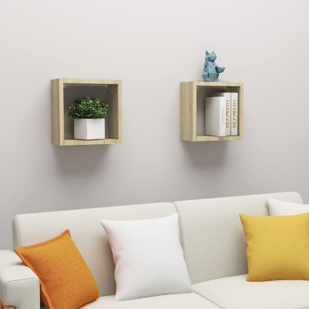 Mensole a cubo da parete 2 pz rovere Sonoma 30x15x30 cm | Leroy Merlin