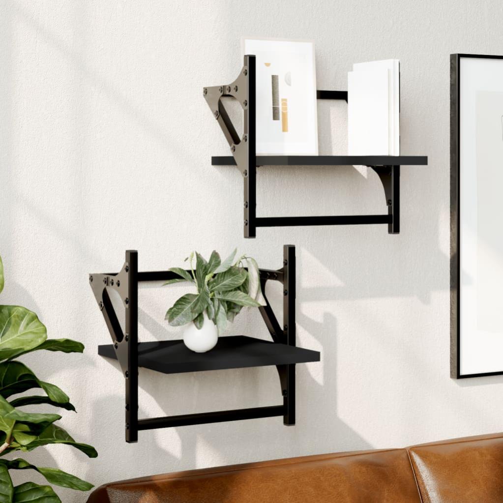 Mensole a muro con barre 2 pz nere 30x25x30 cm | Leroy Merlin