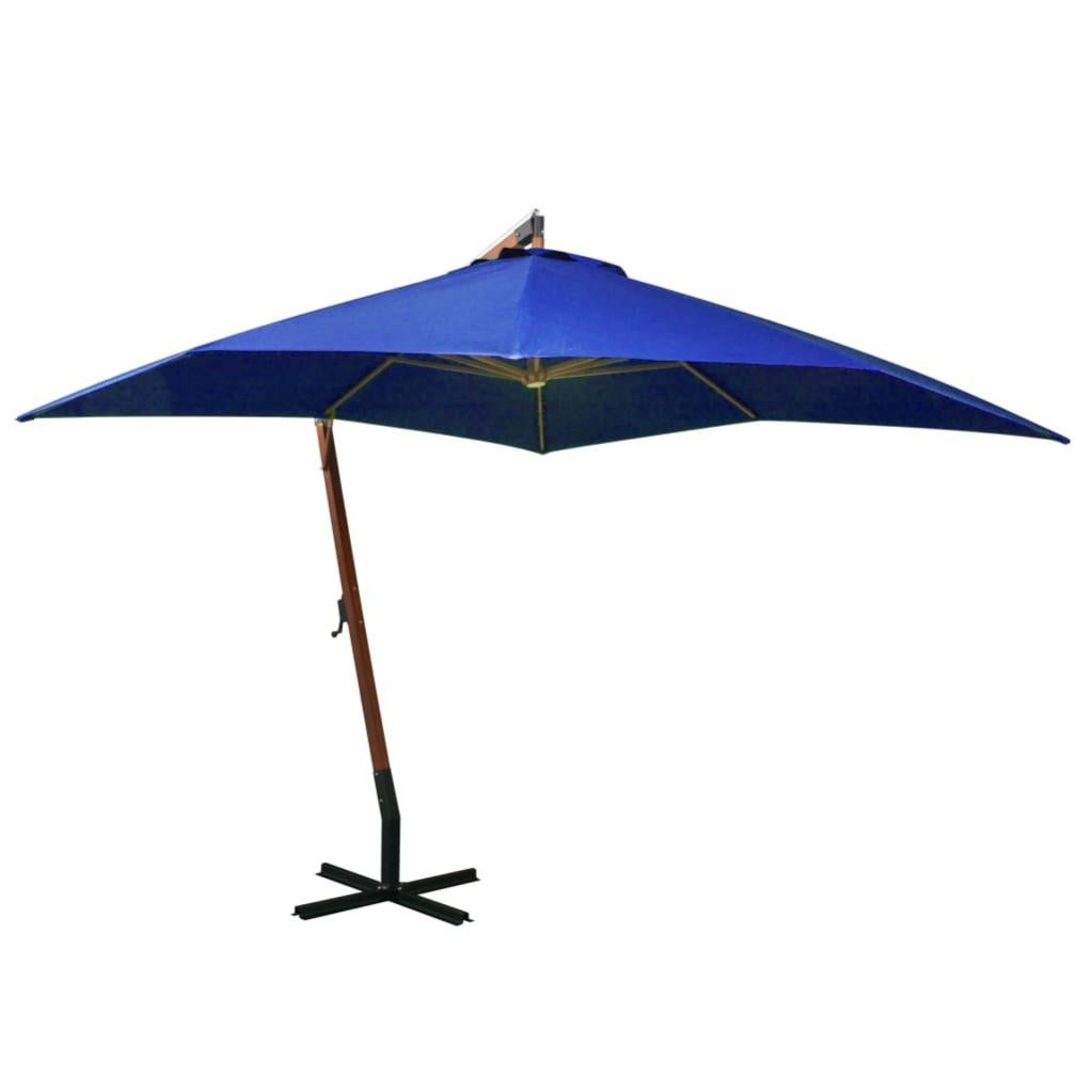Parasol suspendu avec mat Bleu azuré 3x3 m Bois de sapin massif | Leroy ...