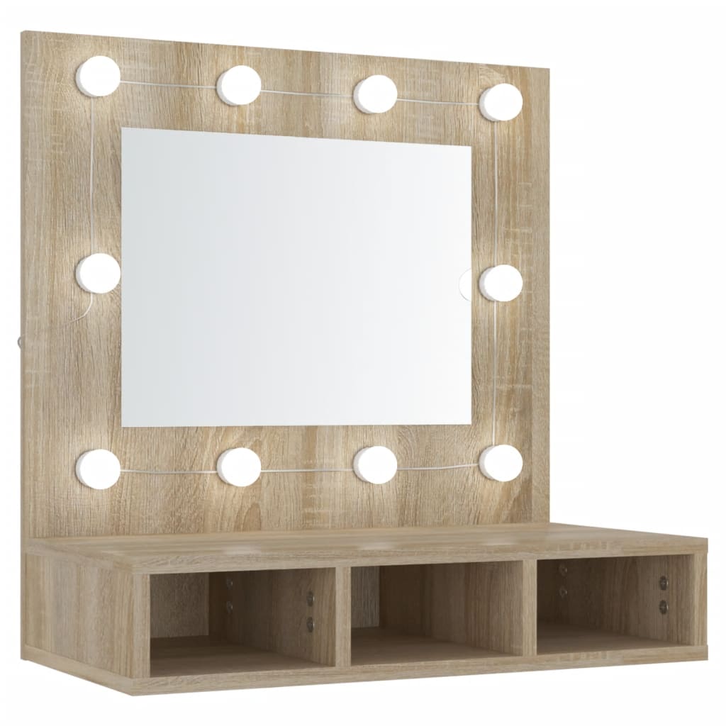 Mobile a specchio con LED rovere Sonoma 60x31,5x62 cm | Leroy Merlin