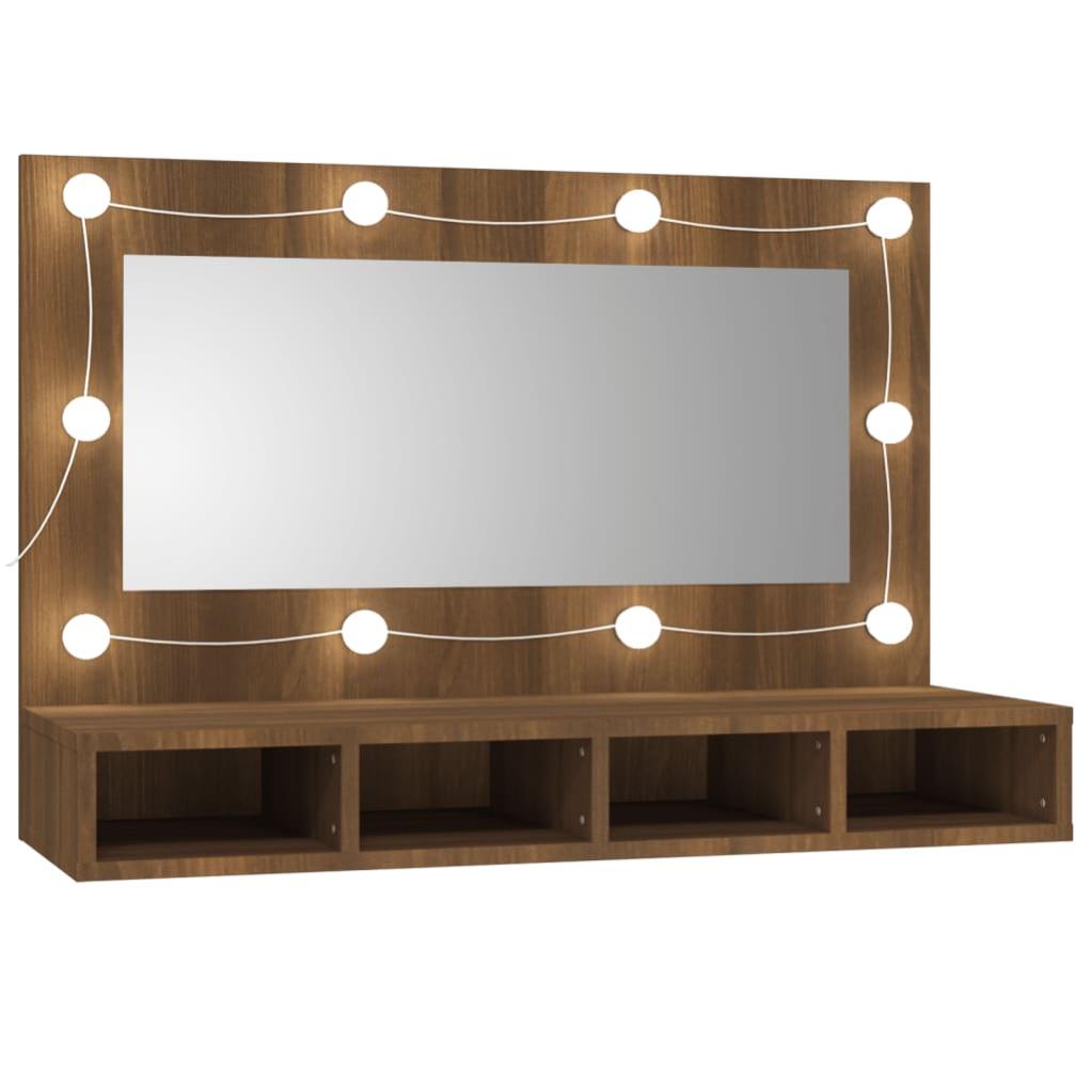 Mobile a specchio con LED Rovere marrone 90x31,5x62 cm | Leroy Merlin
