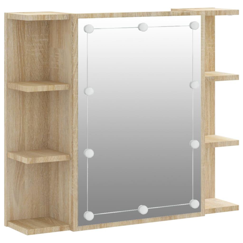 Mobile a specchio con LED rovere Sonoma 70x16,5x60 cm | Leroy Merlin