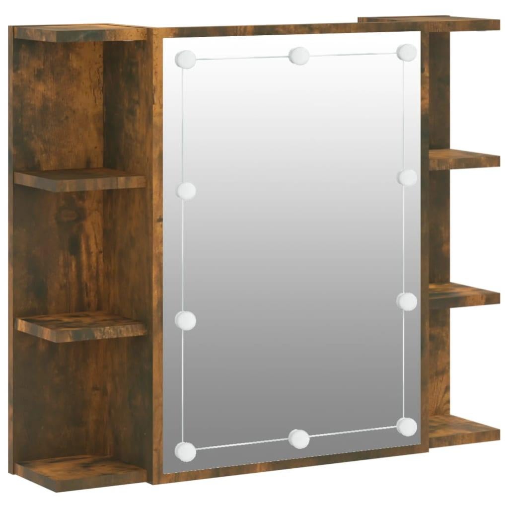 Mobile a specchio con LED Rovere fumé 70x16,5x60 cm | Leroy Merlin