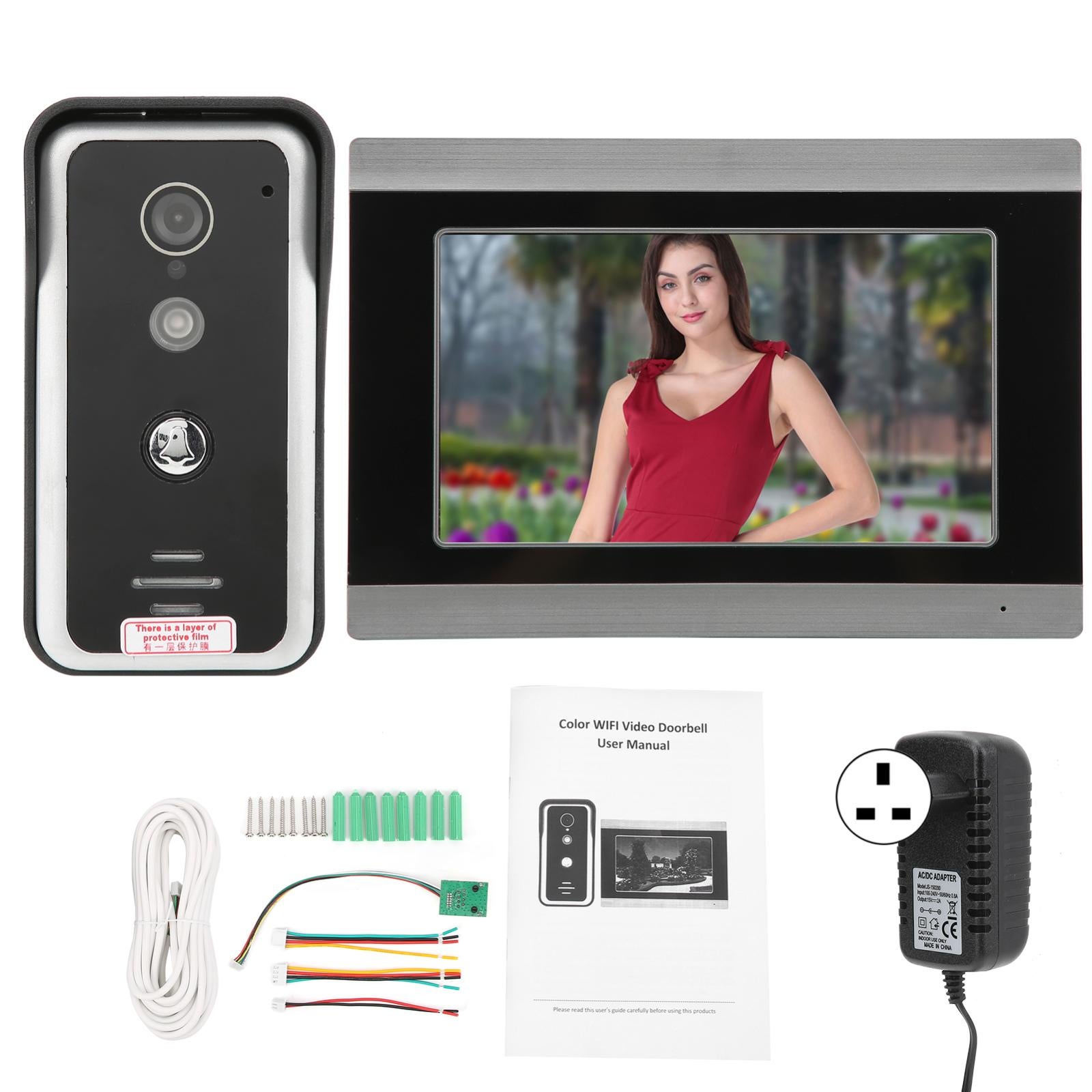 Videocitofono wifi da 7 pollici con visione notturna a infrarossi ...