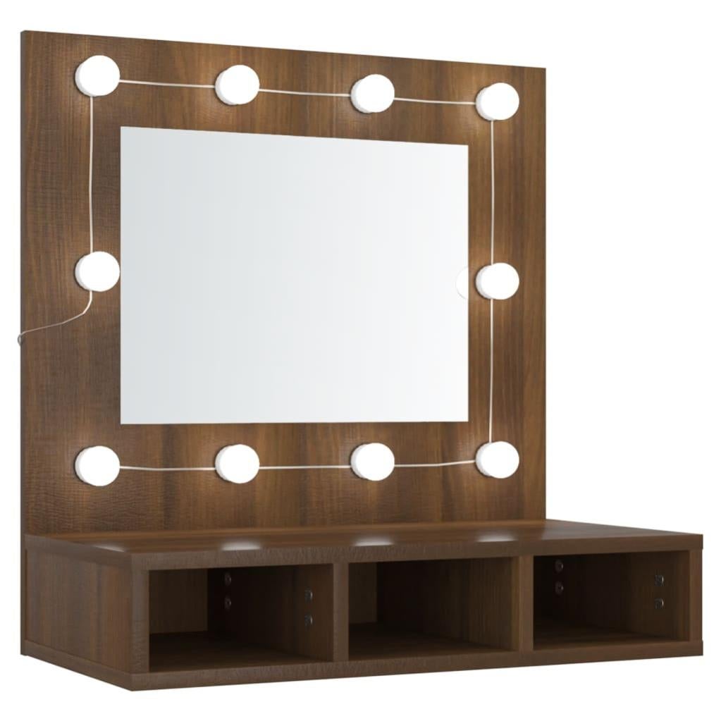 Mobile a specchio con LED Rovere marrone 60x31,5x62 cm | Leroy Merlin