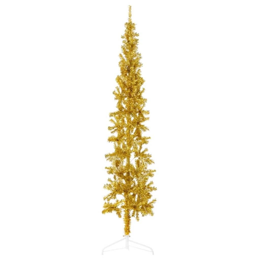 Albero di Natale artificiale mezzo sottile con supporto dorato 210 cm ...