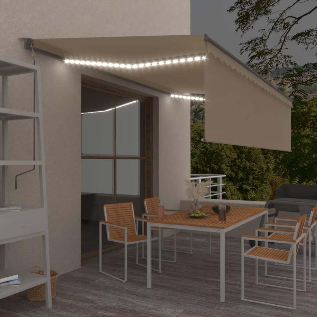 Toldo automático con sensor de viento y LED 5x3 Crema | Leroy Merlin