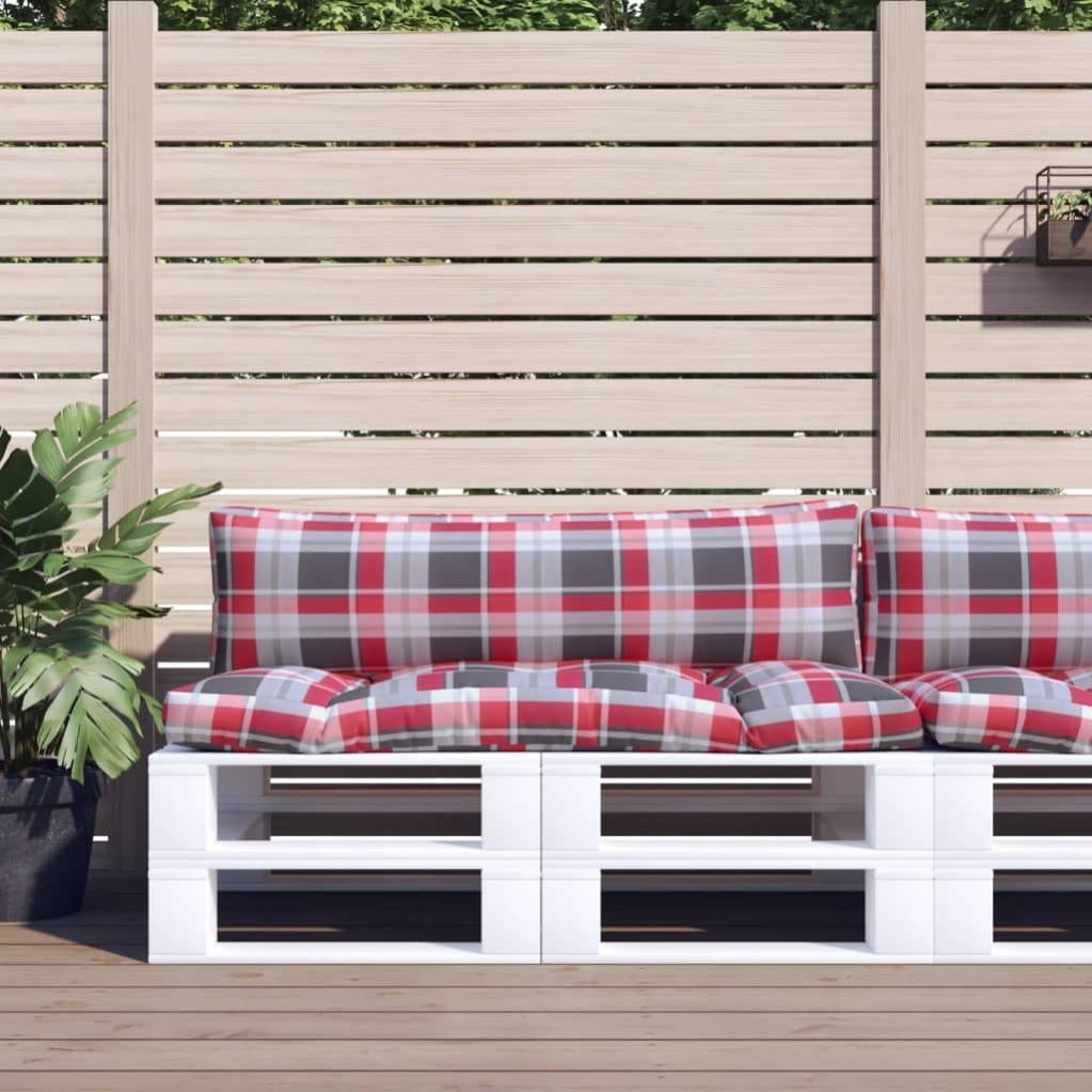 Cuscini per pallet 2 pezzi in tessuto rosso con motivo a quadretti ...