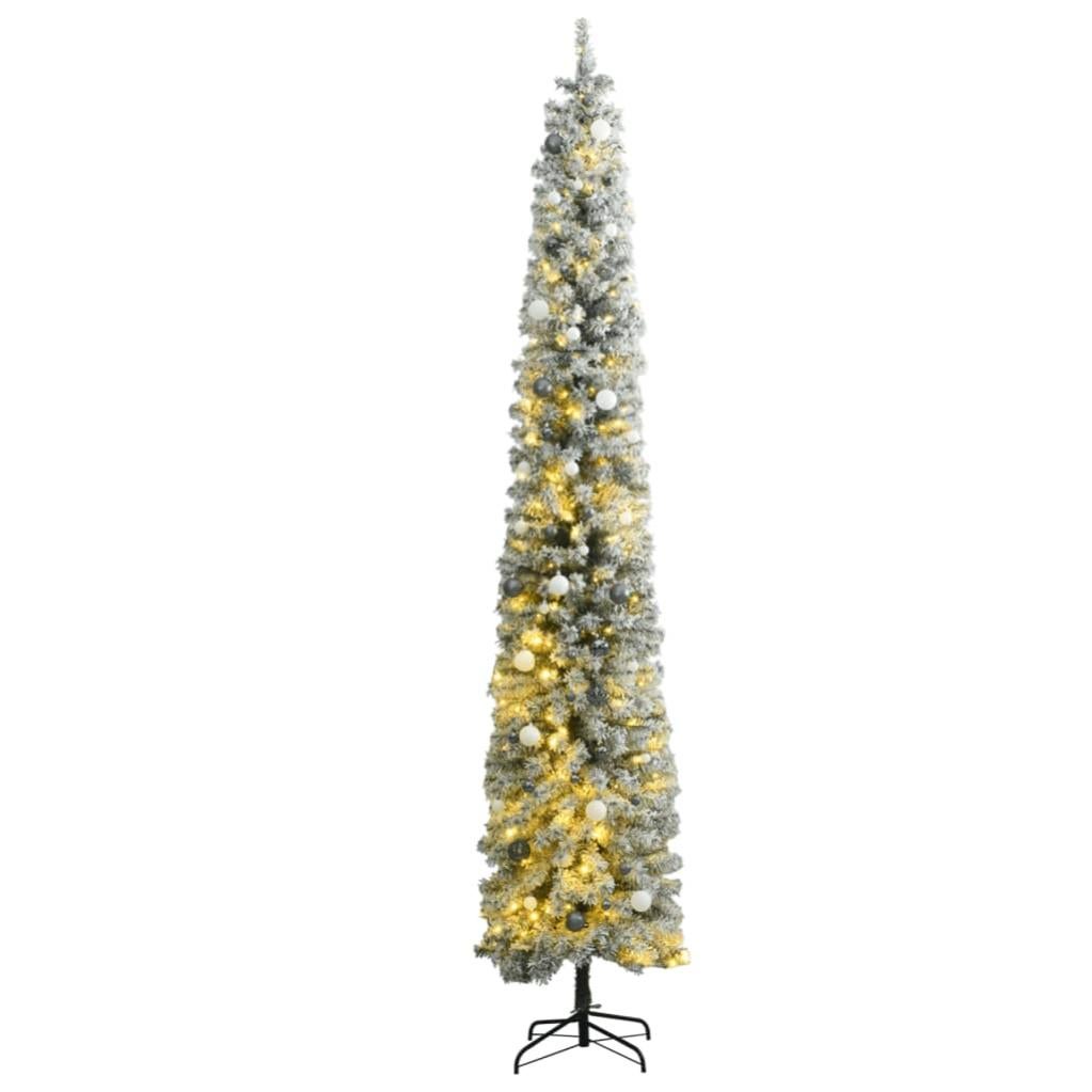 Albero di Natale sottile con 300 palline LED e neve floccata 300 cm ...