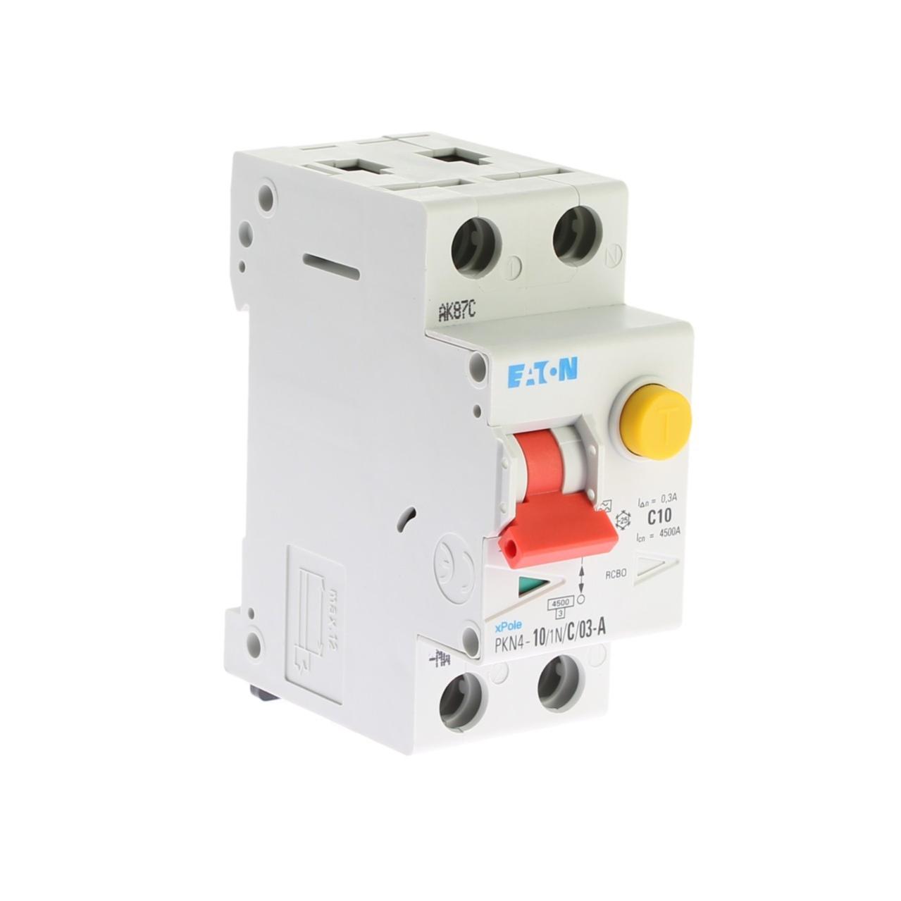 Eaton 236940 Pkn4-10/1n/c/03-a interruttore magnetotermico differenziale 1p+n 10a c 0,3 4,5ka -a ...