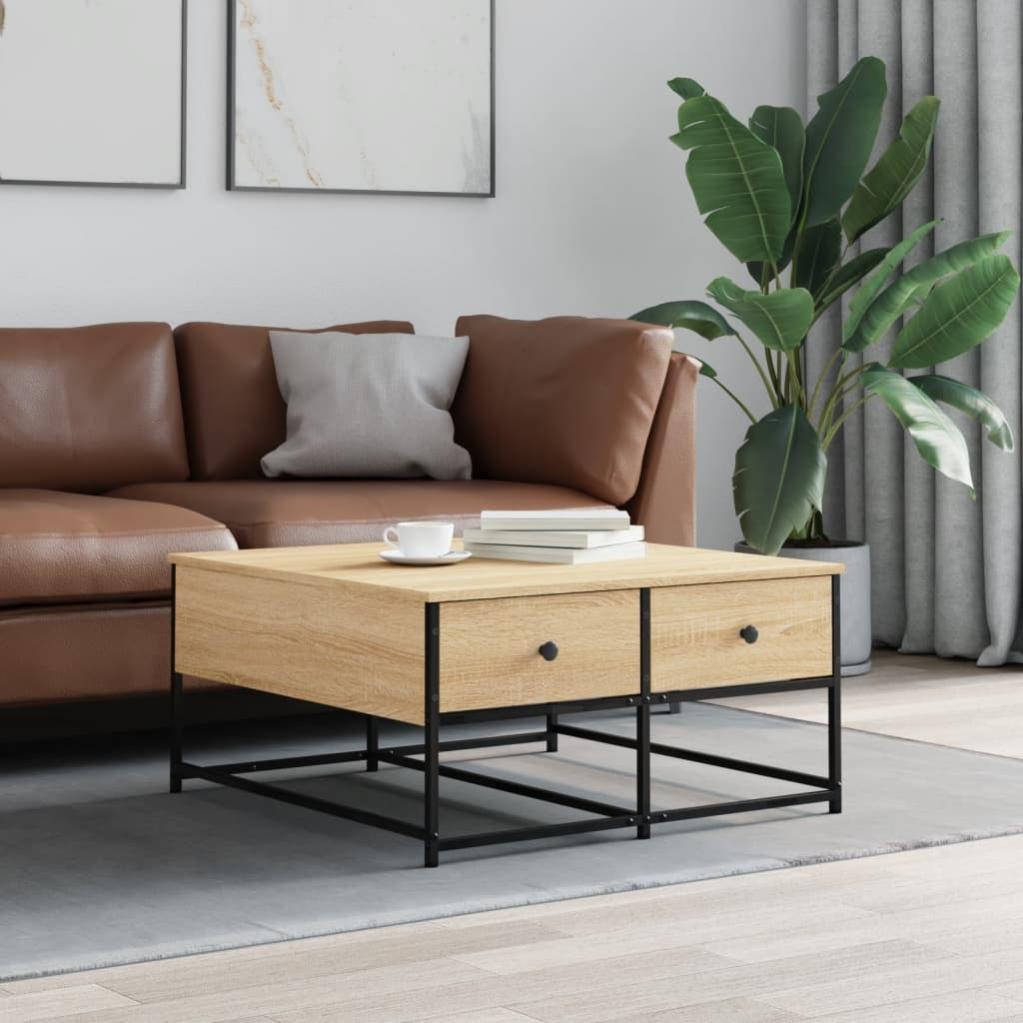 Mesa de centro roble Sonoma 80x80x40 cm madera contrachapada | Leroy Merlin