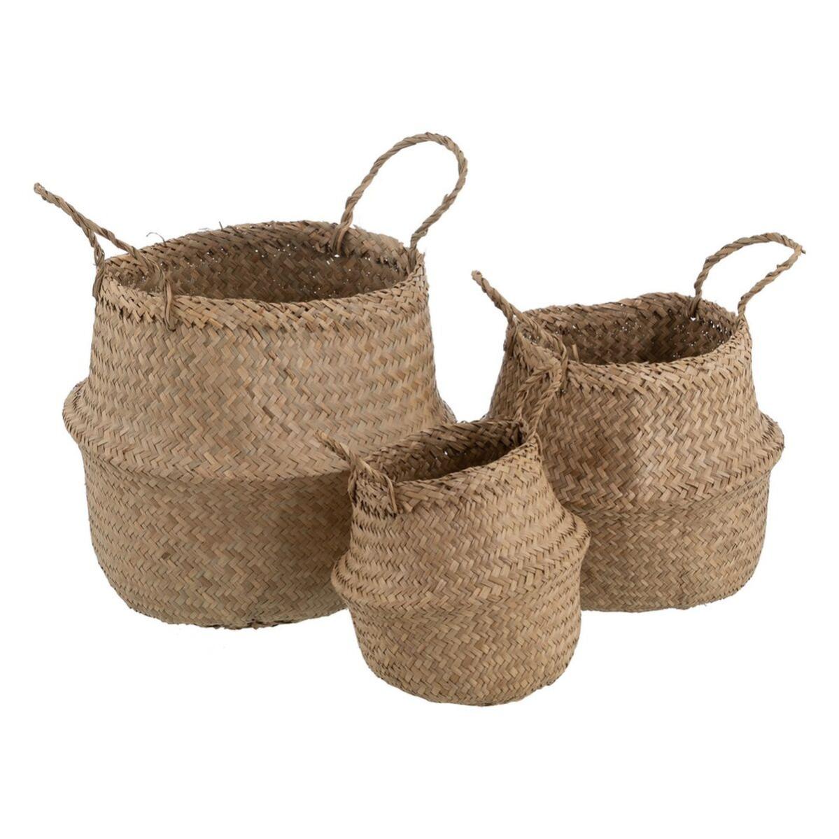Lot de paniers Naturel Fibre naturelle 30 x 30 x 38 cm (3 Pièces ...