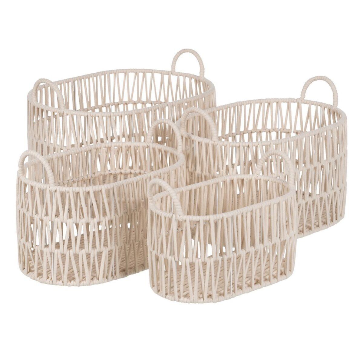 Lot de paniers Blanc Corde 50 x 36 x 36 cm (4 Unités) | Leroy Merlin