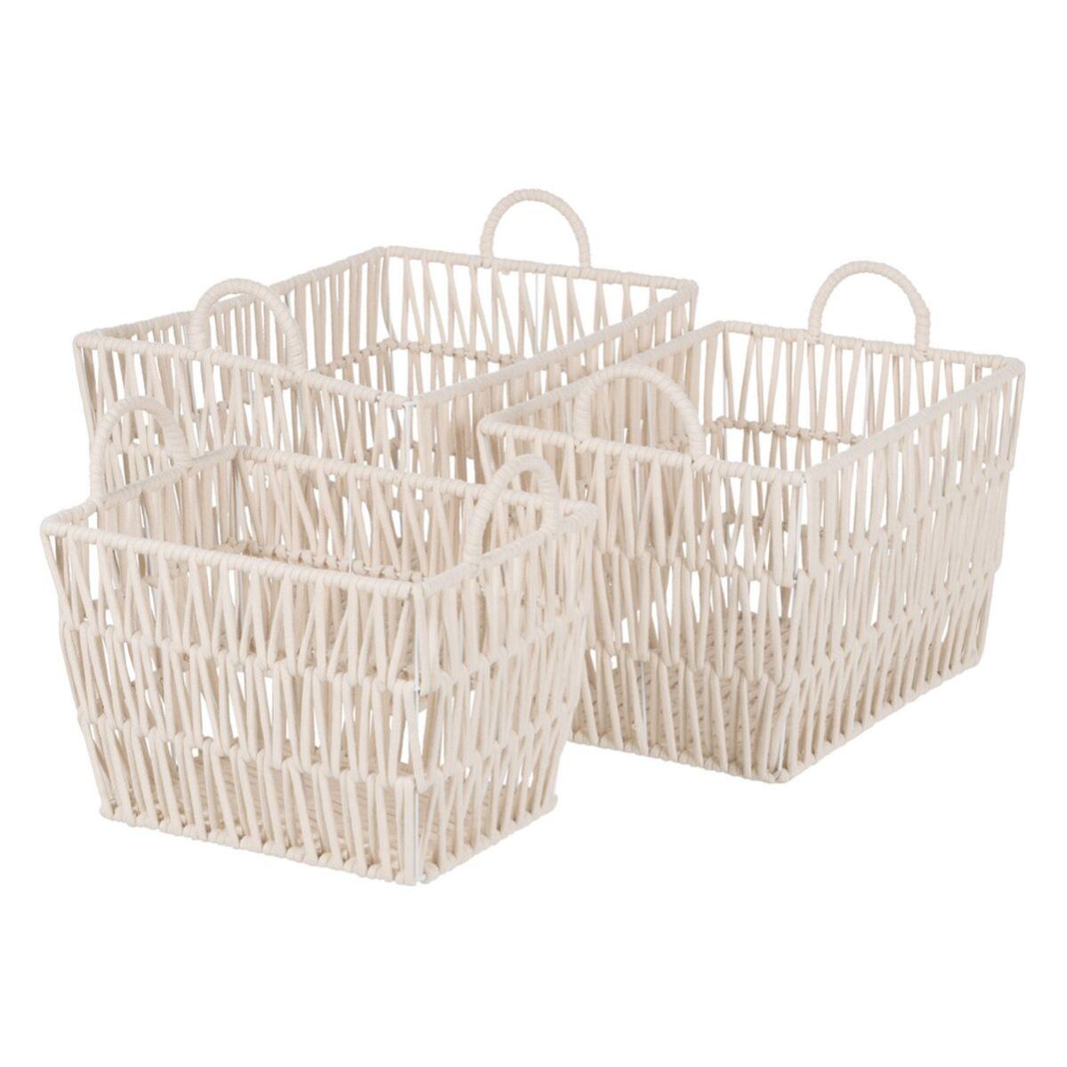 Lot de paniers Blanc Corde 45 x 35 x 36 cm (3 Pièces) | Leroy Merlin