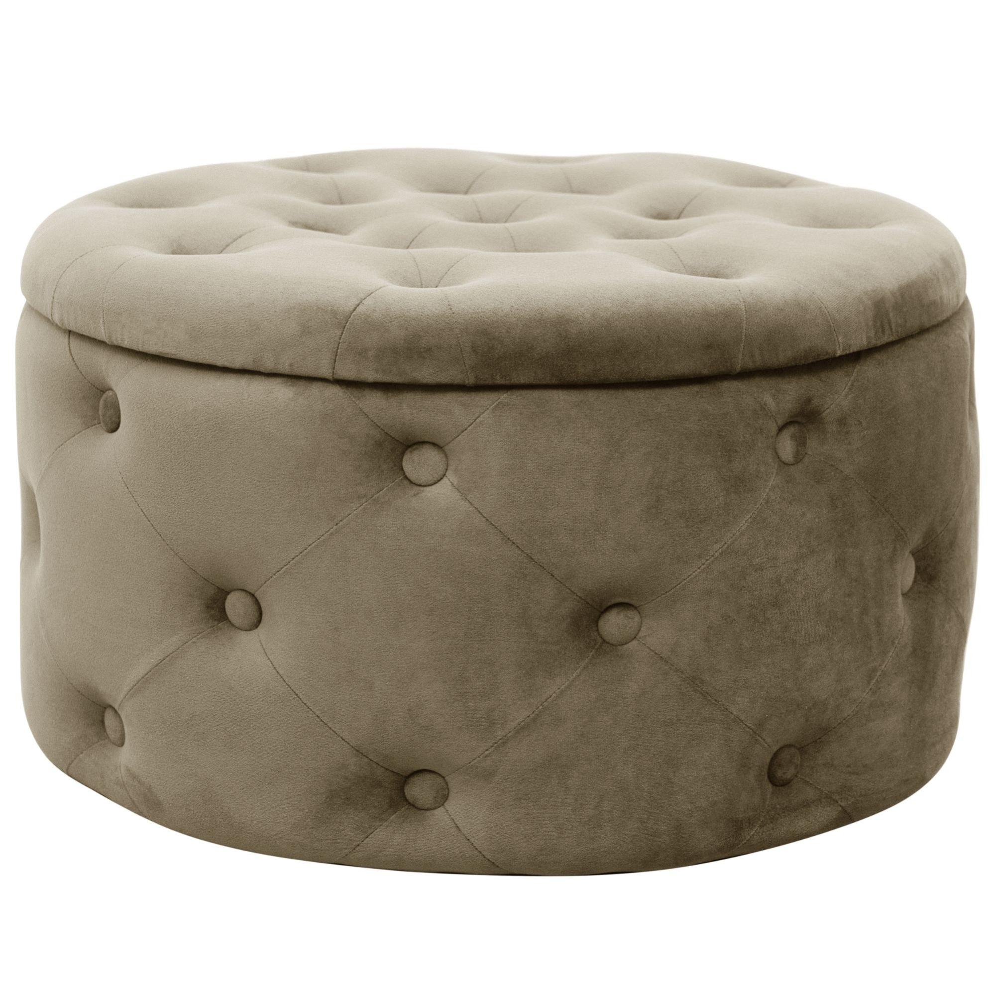 Pouf de Rangement avec Couvercle matelassé AKORD ALIA velour colour ...