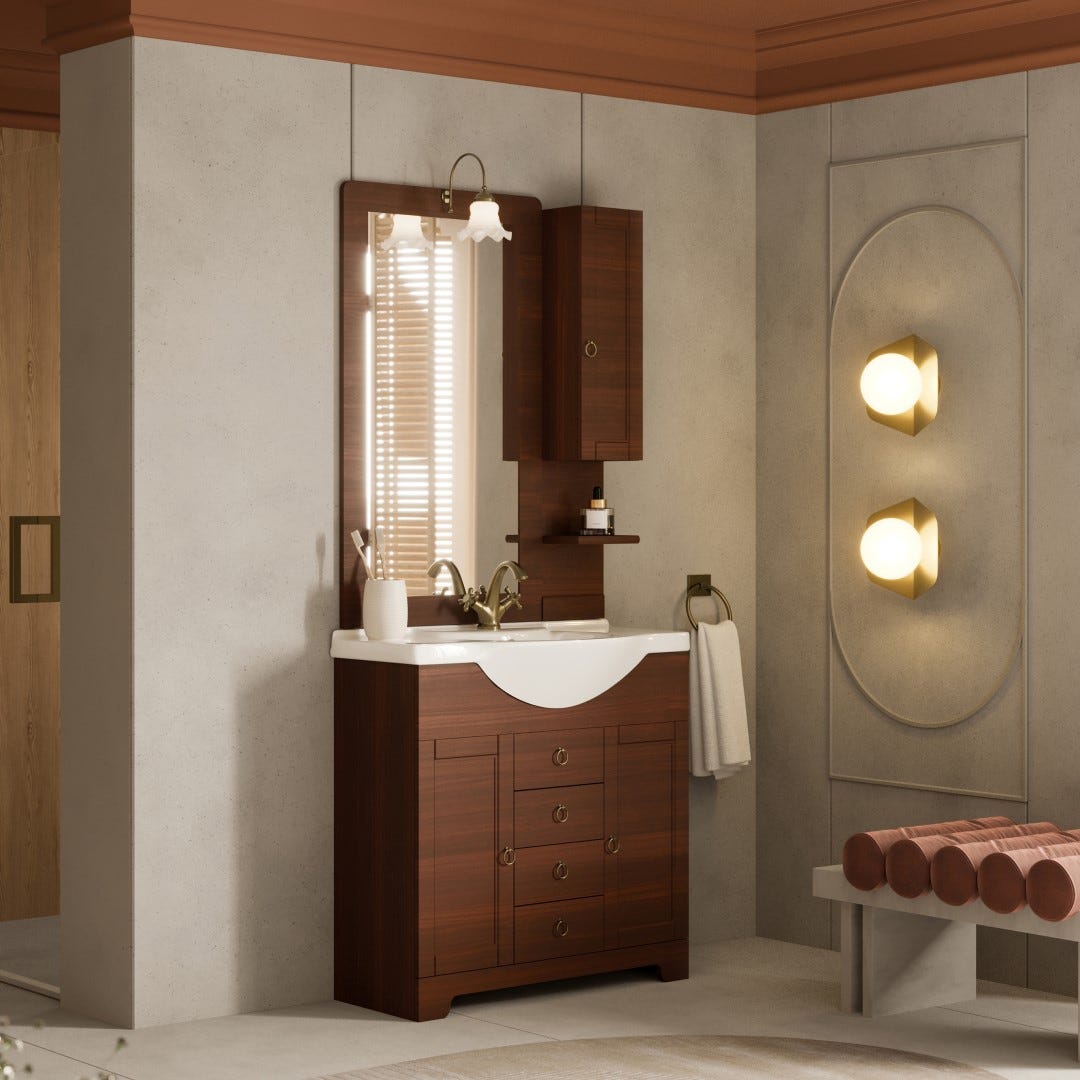 MOBILE BAGNO 85 CM A TERRA NOCE ARTE POVERA | TOSCANA | Leroy Merlin