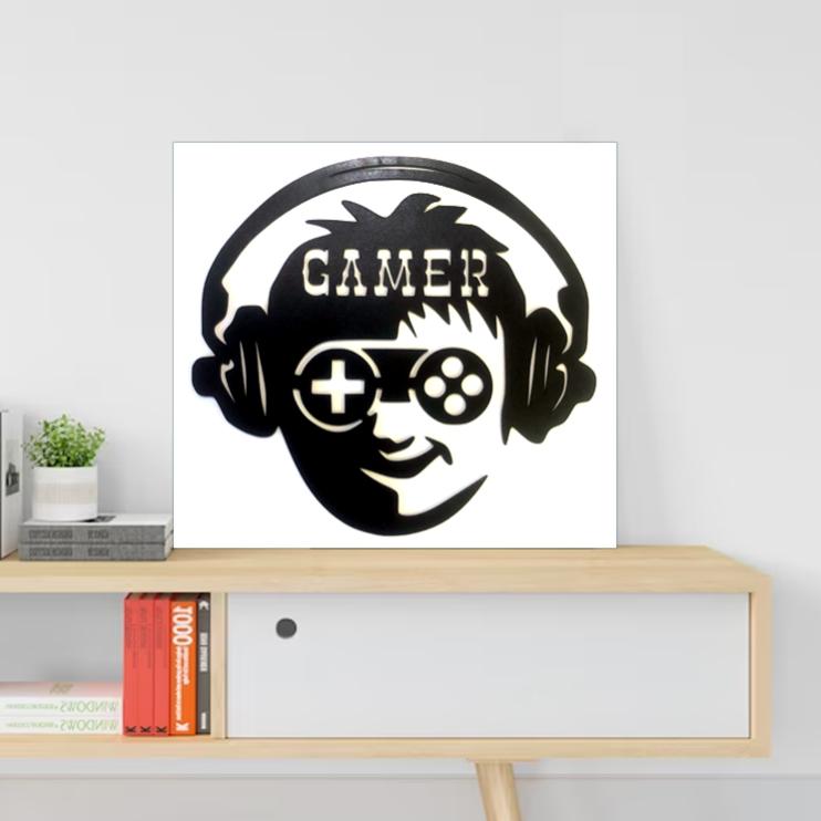 Panel Decorativo Gamer Jugador Video juego de Madera para Pared - Arte ...
