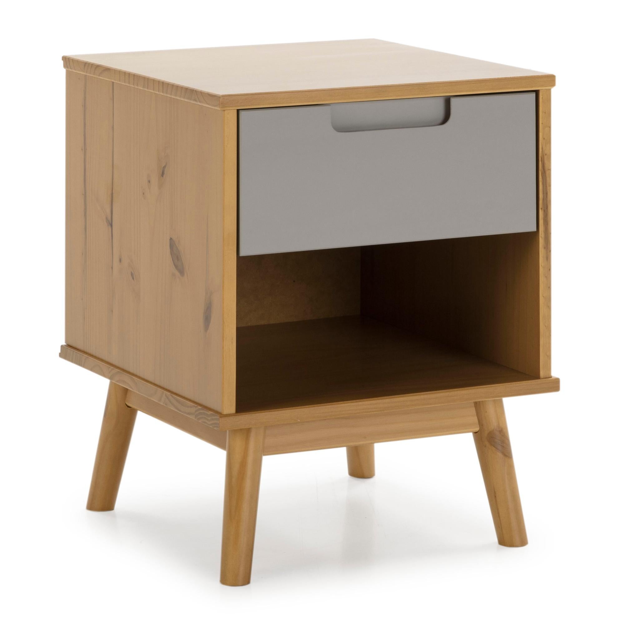 Comodino Bruce 1 cassetto, legno massello, 40 cm (larghezza) 40 cm ...