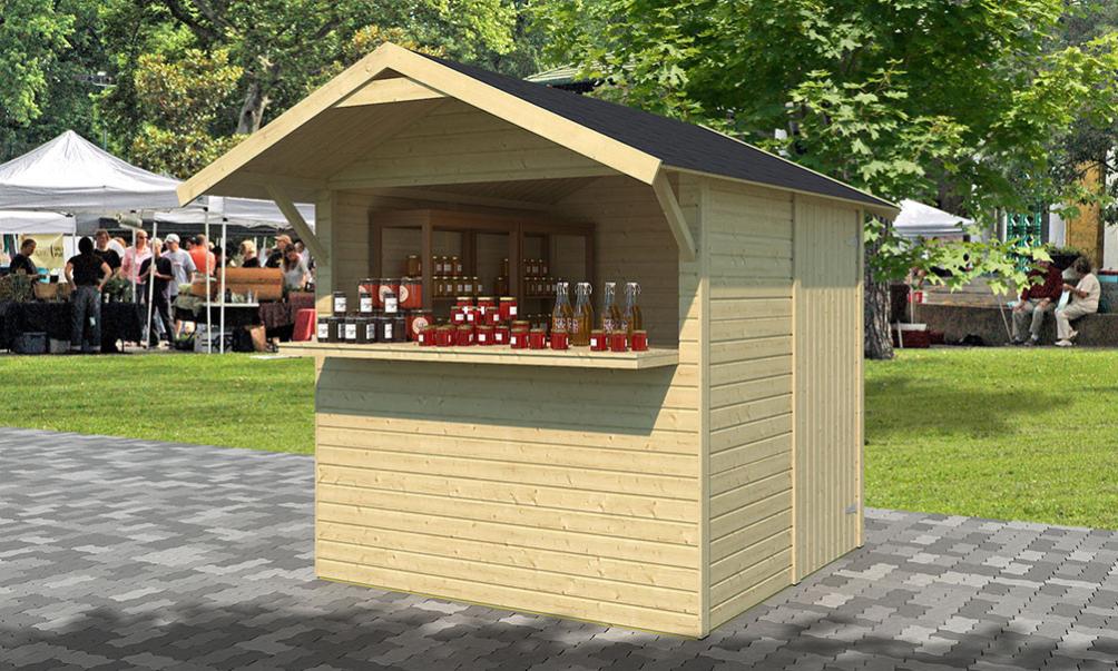 Kiosque commercial Bismo 2 x 2m panneaux bois | Leroy Merlin