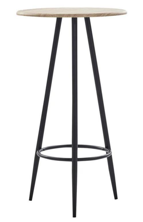 Table de bar ronde chêne clair et pieds métal noir Akira D 60 cm ...
