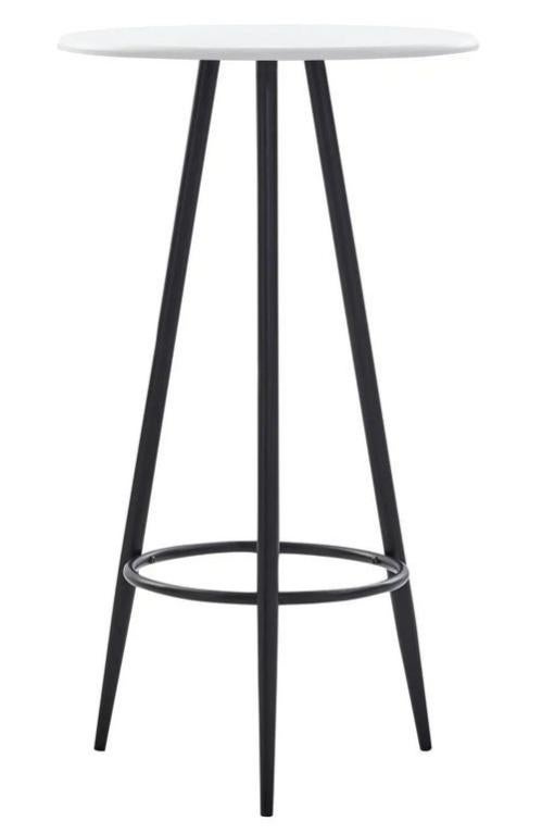 Table de bar ronde bois blanc et pieds métal noir Akira D 60 cm | Leroy ...