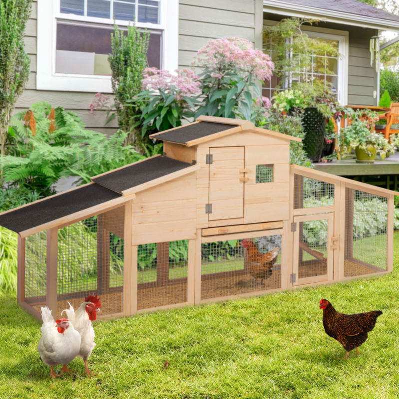 Poulailler VIP avec pondoir et clapier double XXL en bois | Leroy Merlin