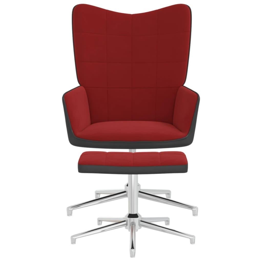 Chaise de détente et repose-pied | Fauteuil de repos Rouge bordeaux ...