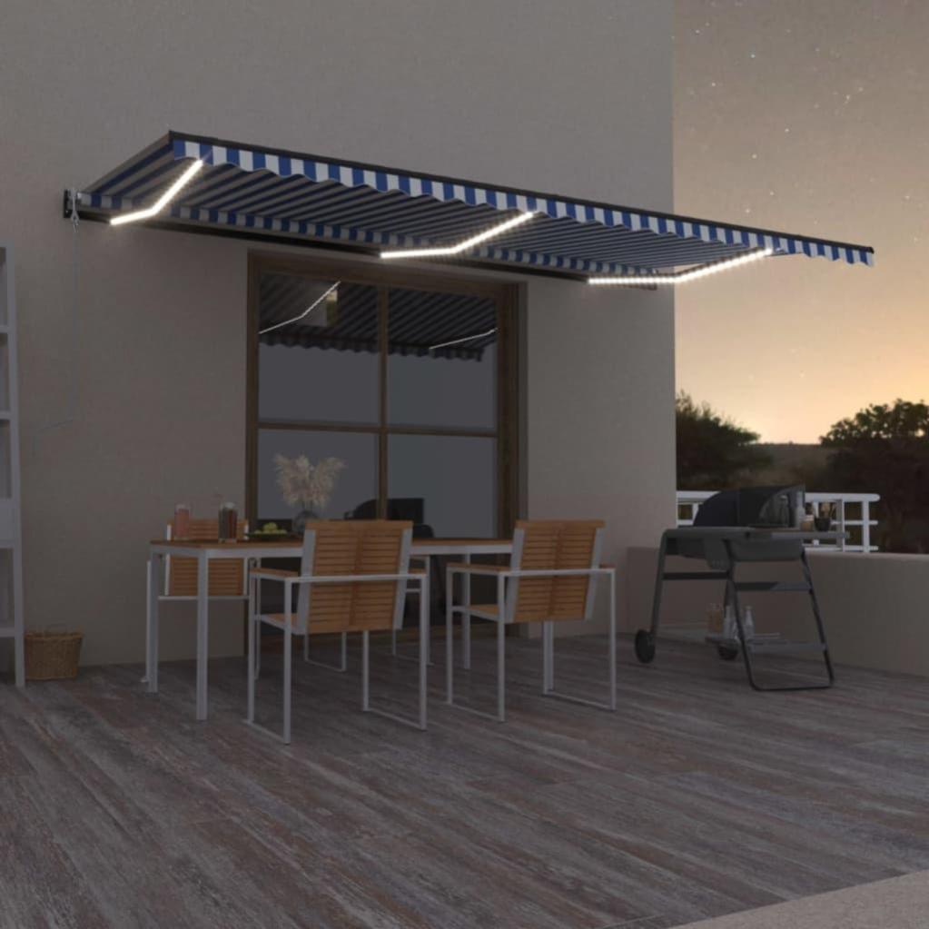 Toldo automático | Toldo parasol | Marquesina LED sensor de viento azul ...