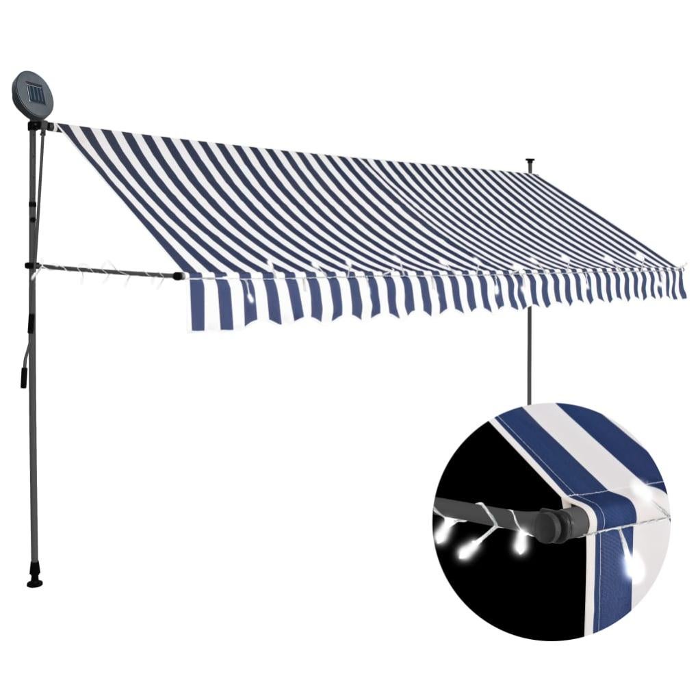 Toldo manual retráctil | Toldo parasol | Marquesina con LED azul y ...
