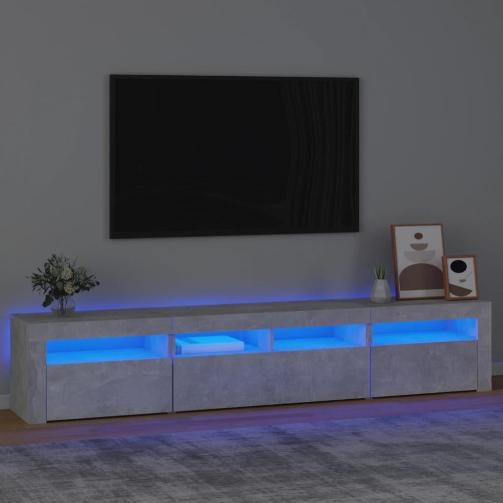Mueble de TV | Mueble de salón | Mesa de TV con luces LED gris hormigón ...