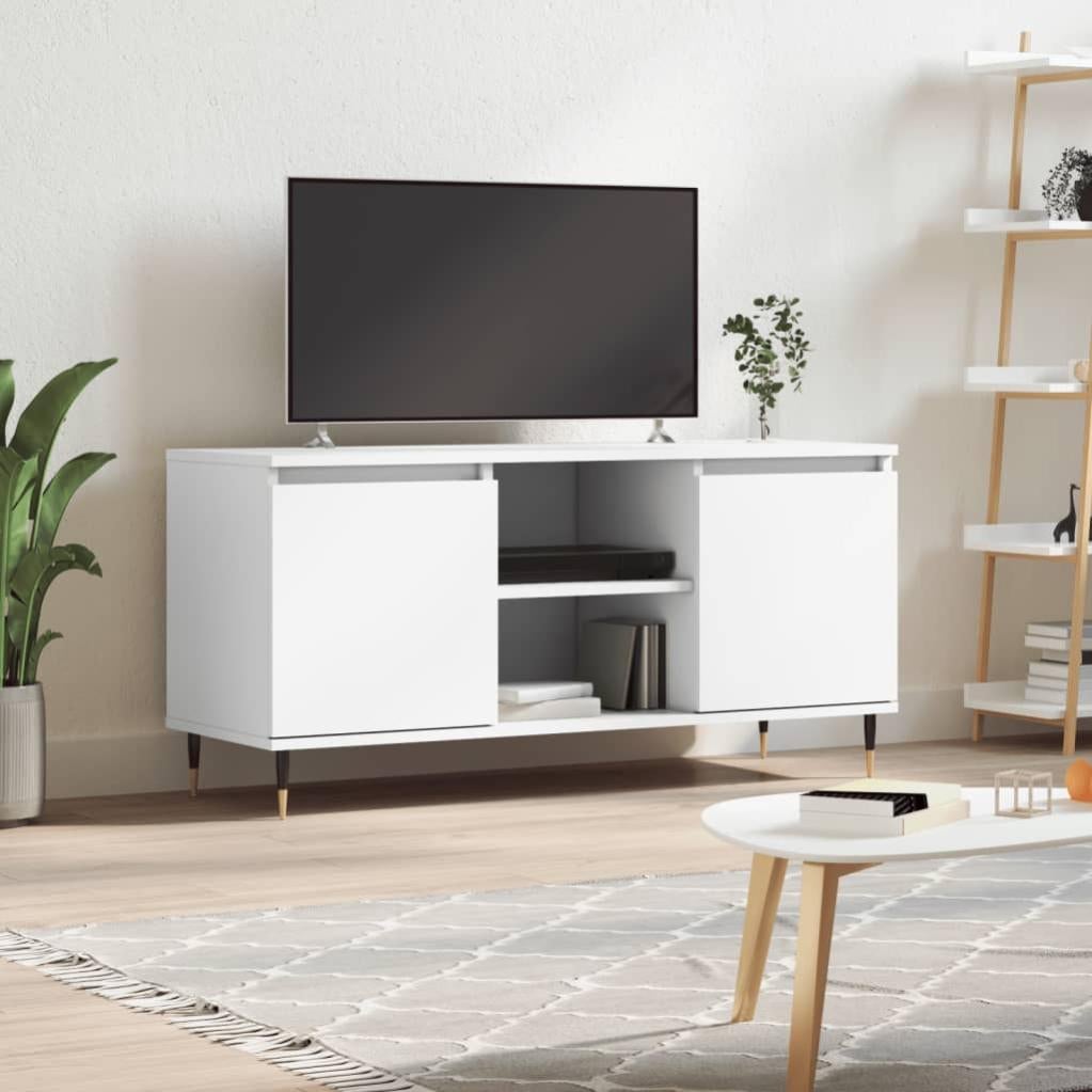 Meuble TV，Banc TV Moderne，Meuble de Rangement blanc 104x35x50 cm bois d ...