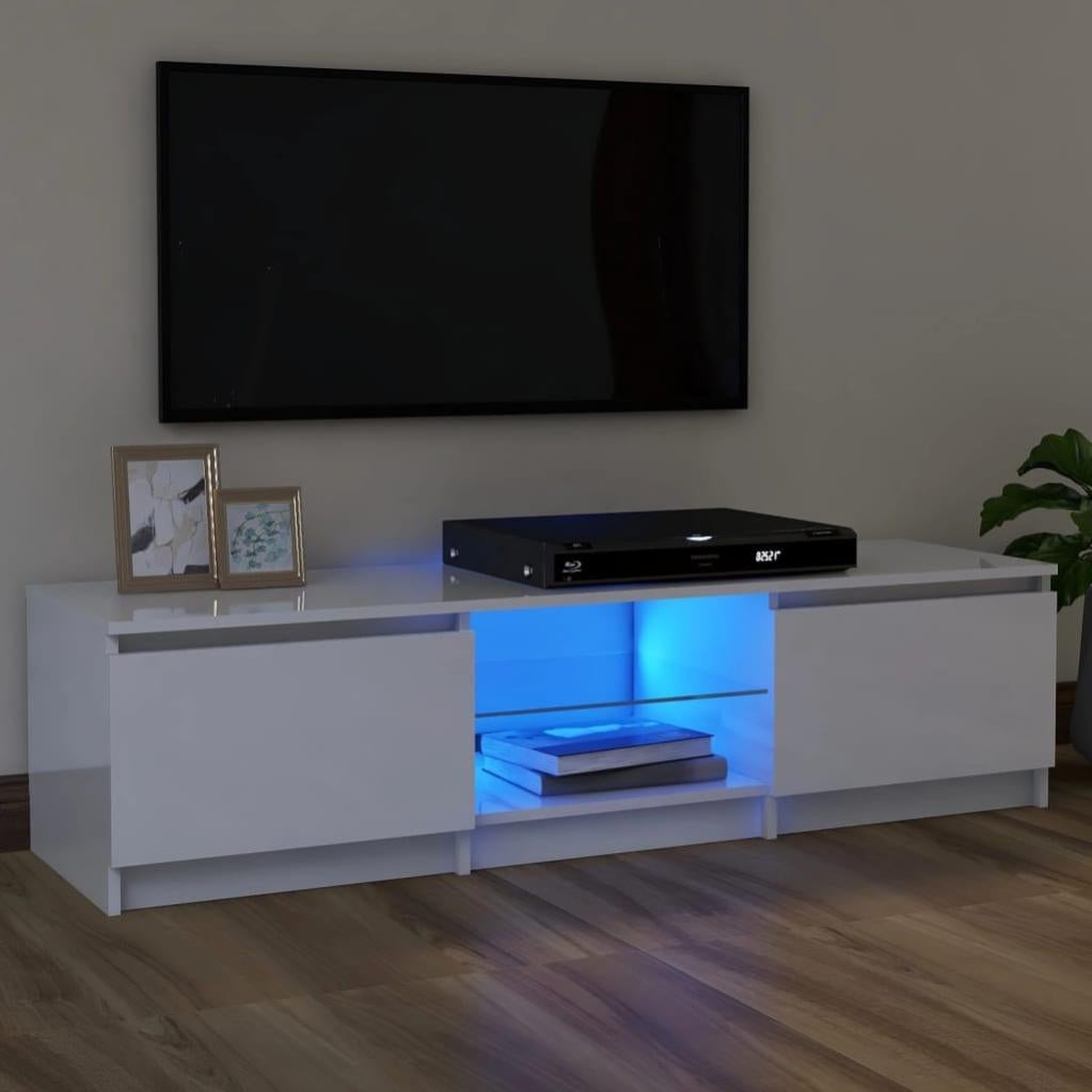 Mueble de TV | Mueble de salón | Mesa de TV con luces LED blanco ...