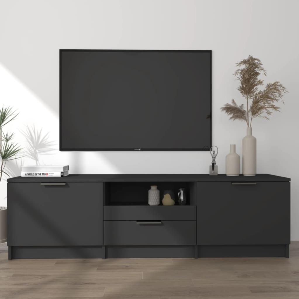 Meuble TV，Banc TV Moderne，Meuble de Rangement Noir 140x35x40 cm Bois d ...