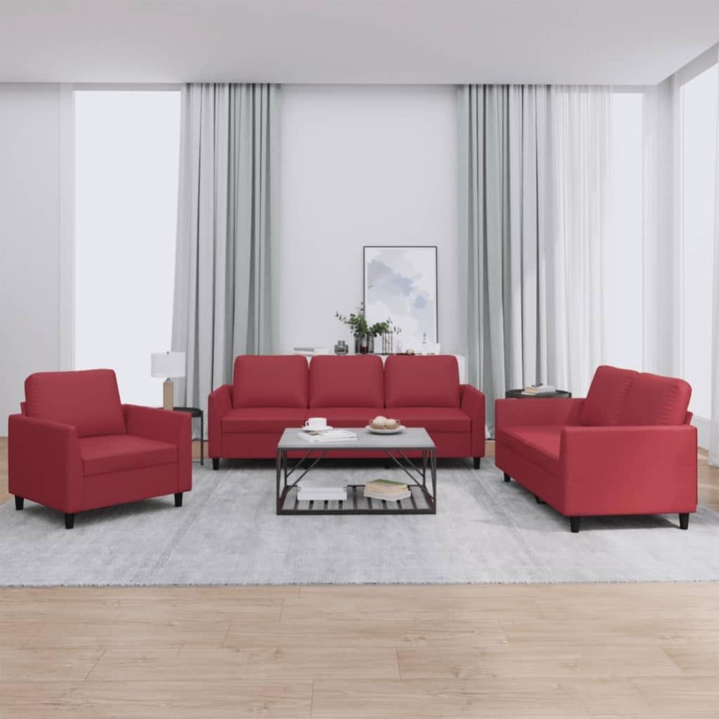Ensemble de canapés 3 pcs，Sofa pour Salon，Banquette et coussins Rouge ...